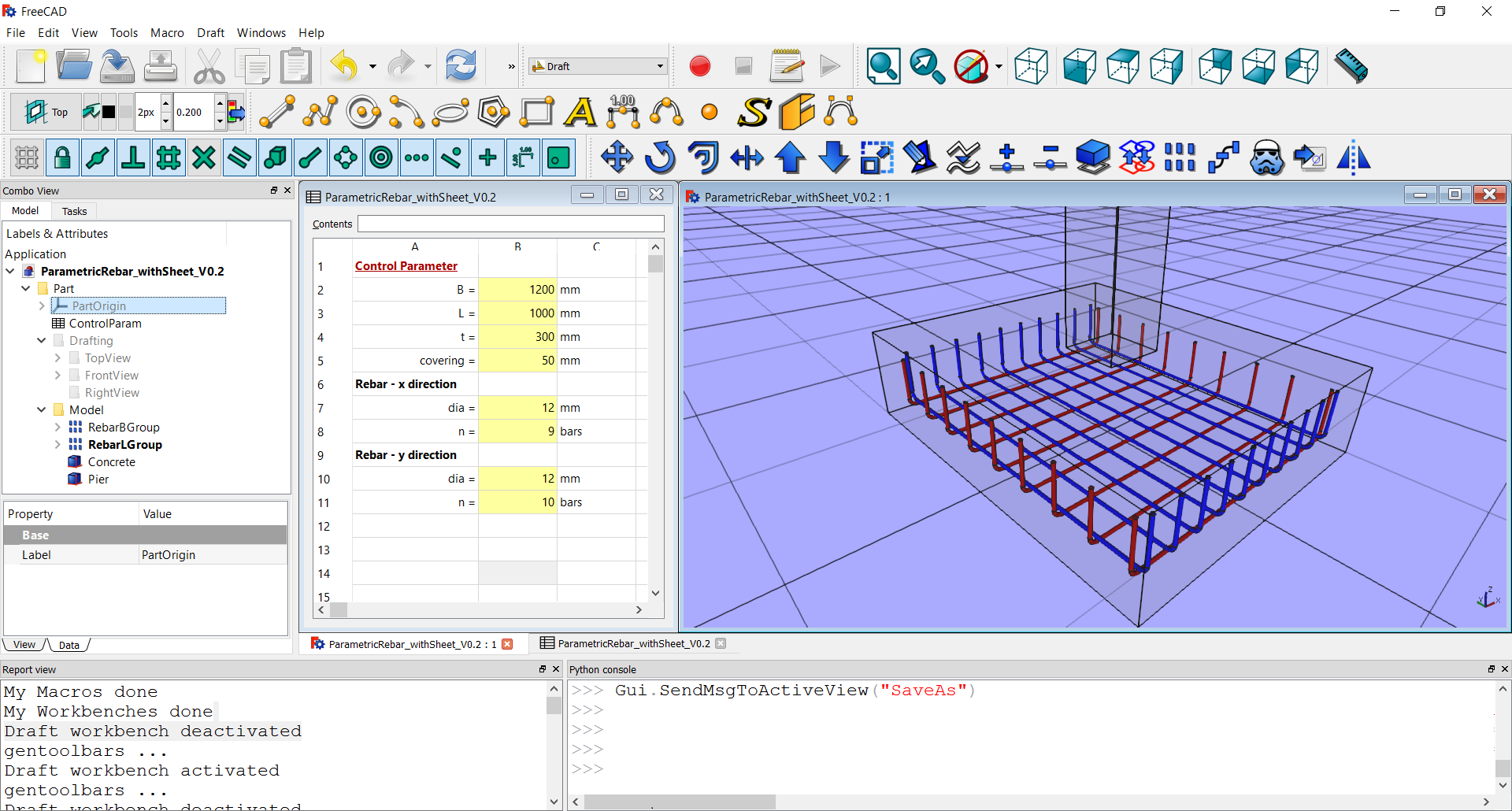 Test Parametric Footing using Spreadsheet control parameters(no python ...